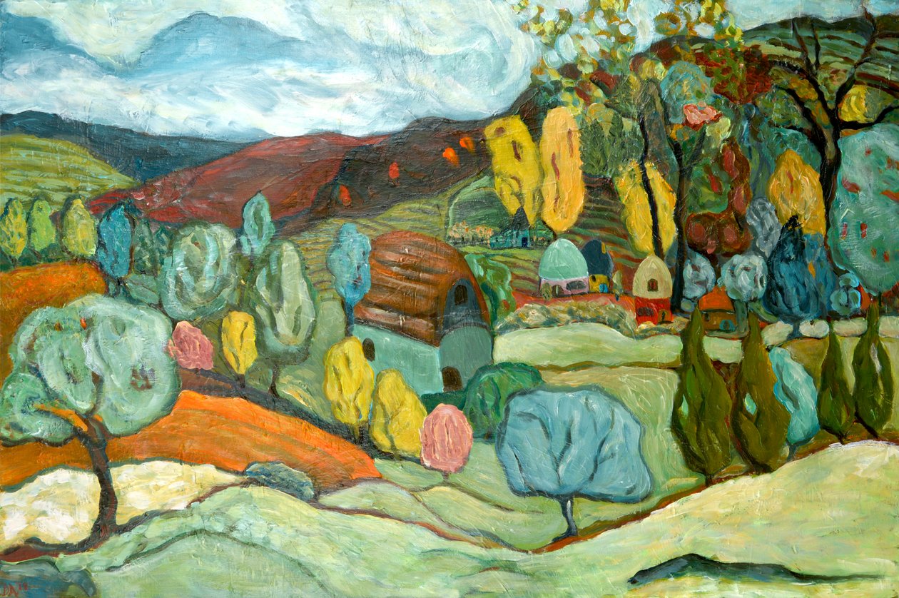 Dorf Herbst von Deborah Eve Alastra: Kunstdruck kaufen