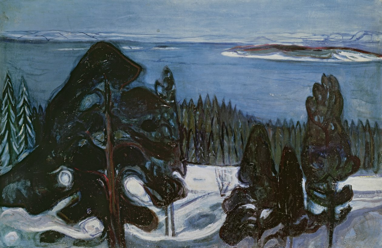 Winternacht, ca. 1900 von Edvard Munch: Kunstdruck kaufen