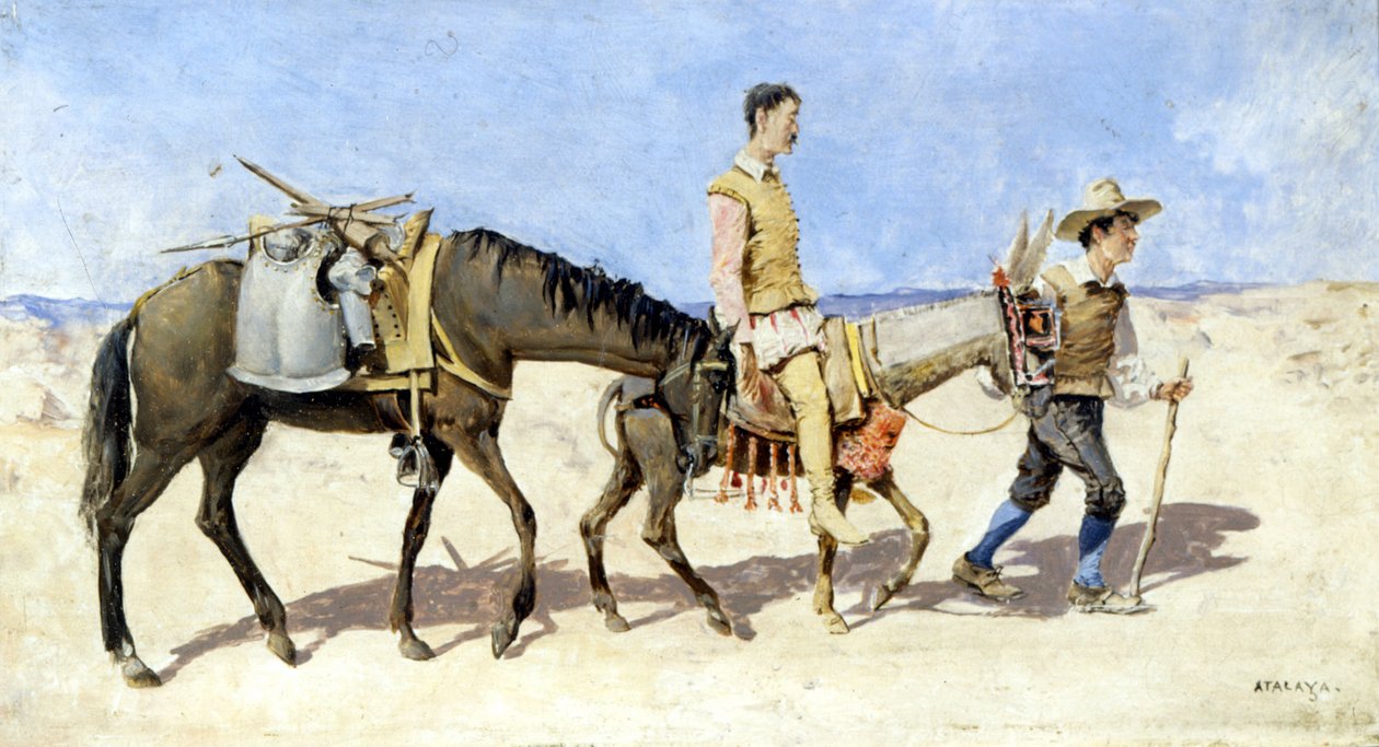 Don Quijote und Sancho Panza von Enrique Atalaya: Kunstdruck
