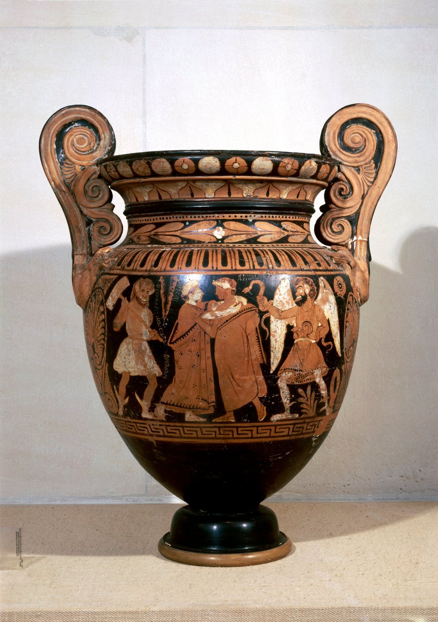 Rotfigurige Keramik, Volutenkrater, der Alkestis zeigt, wie sie A.D ...
