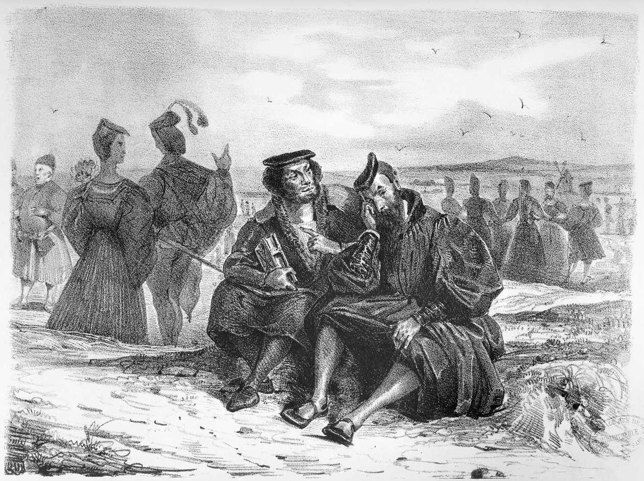 Faust und Wagner im Gespräch, Illustration zu Faust von Goethe