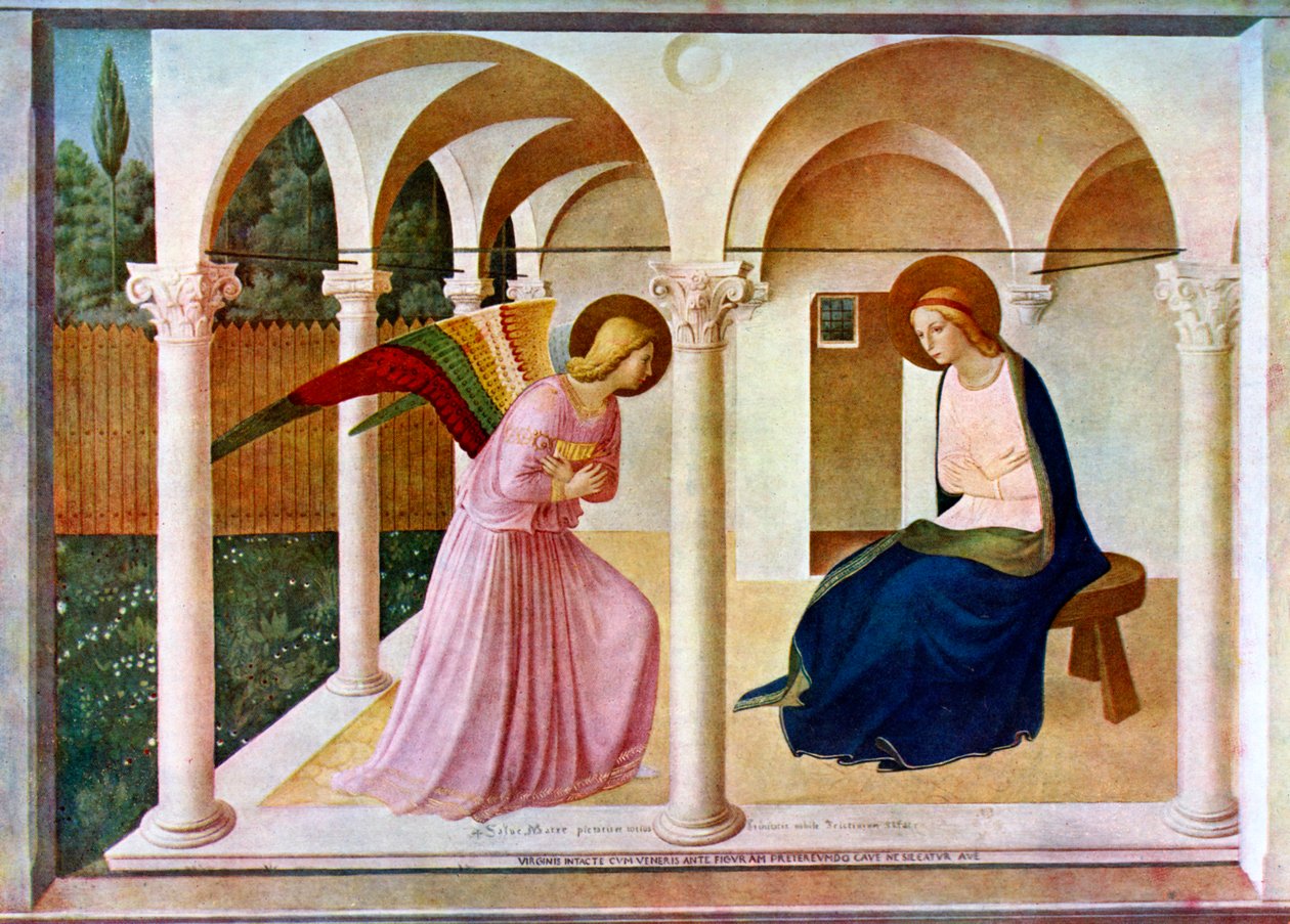 Die Verkündigung, um 1438-1445 von Fra Angelico: Kunstdruck