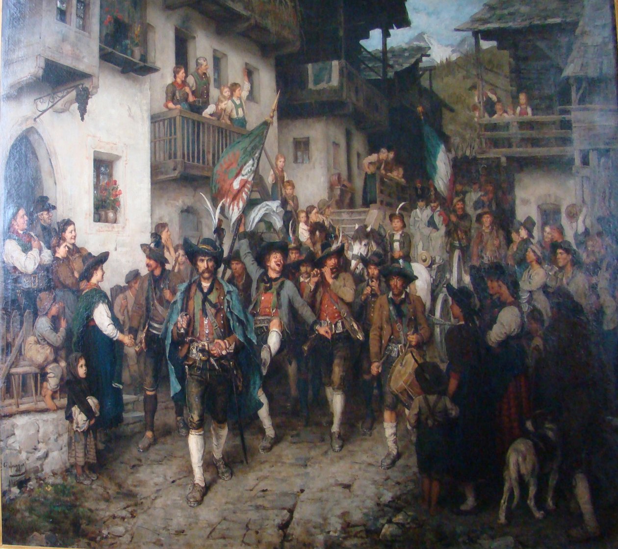 Heimkehrender Tiroler Landsturm im Krieg von 1809