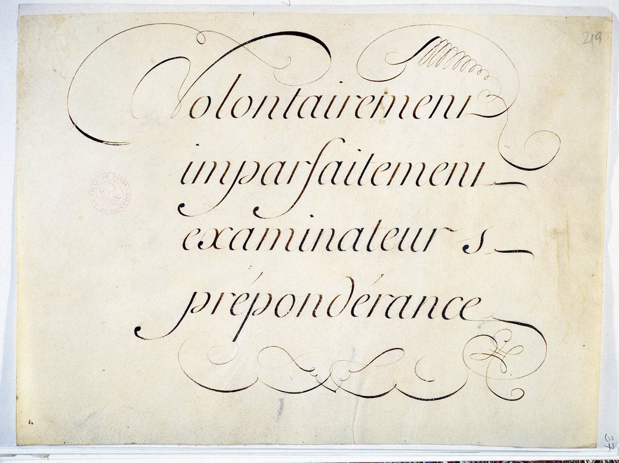 Kalligraphie: Manuskriptstück um 1670 von Andre Francois Roland ...