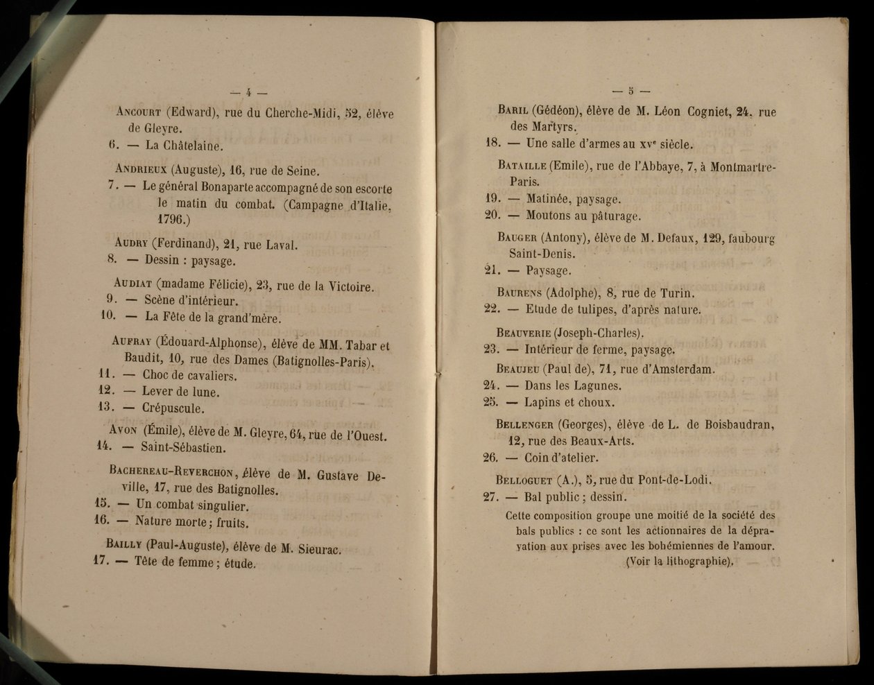 Doppelseite aus dem Salon des Refuses, 1863