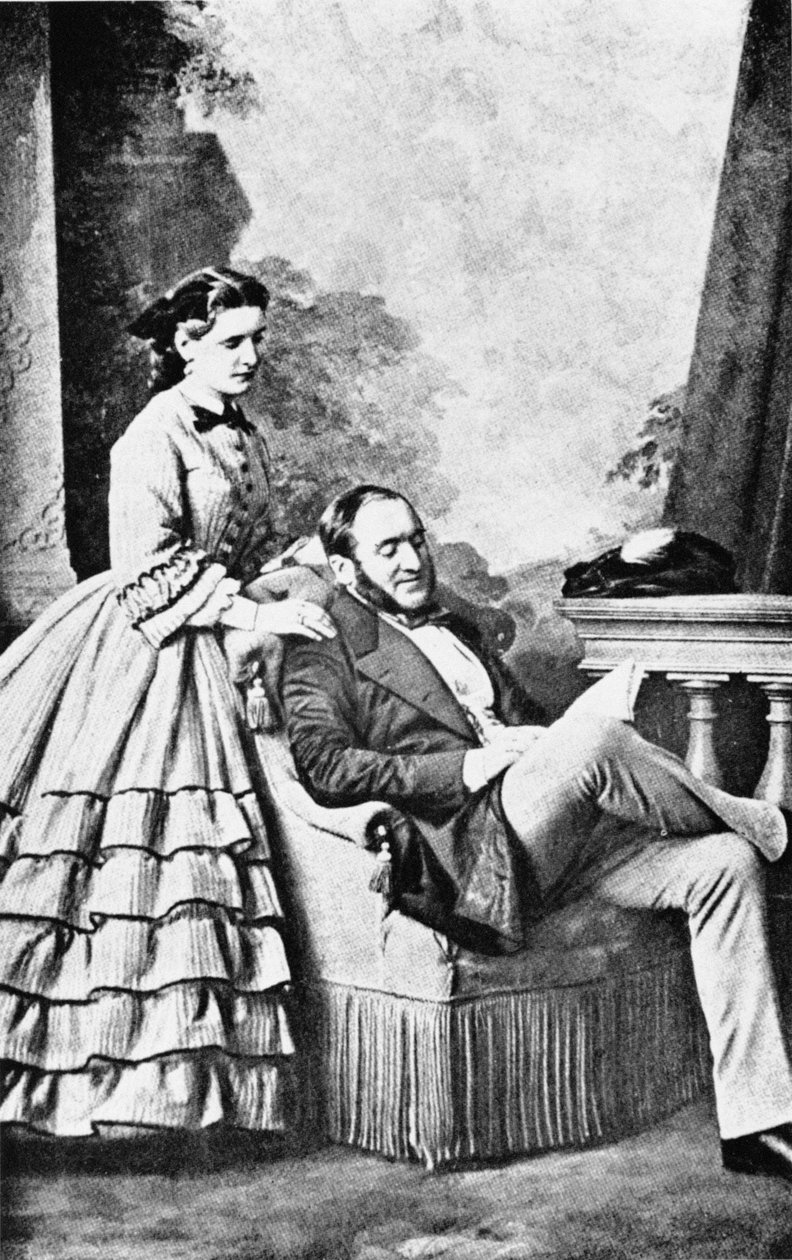 Porträt von Baron Georges Eugene Haussmann (1809-91) und seiner Tochter ...
