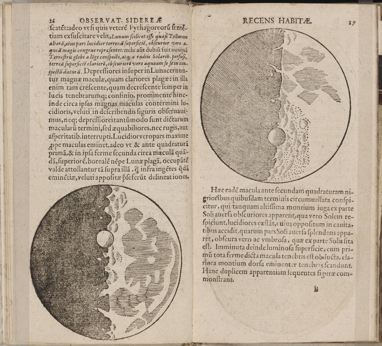 Seite aus dem Buch Sidereus Nuncius Sternenbote von Galileo Galilei, 1610