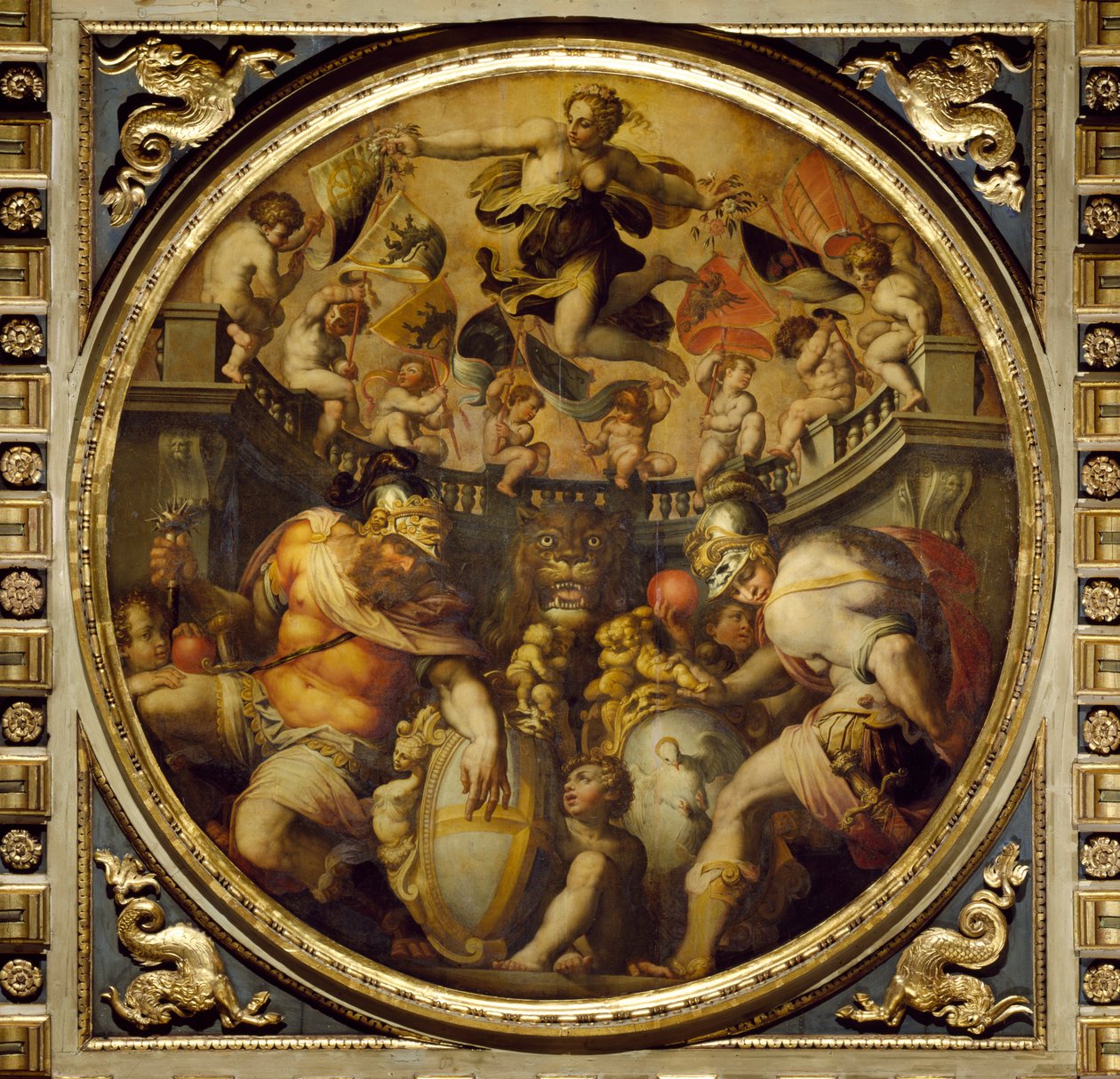 Allegorie der Stadtteile Santa Croce und Santo Spirito von der Decke ...