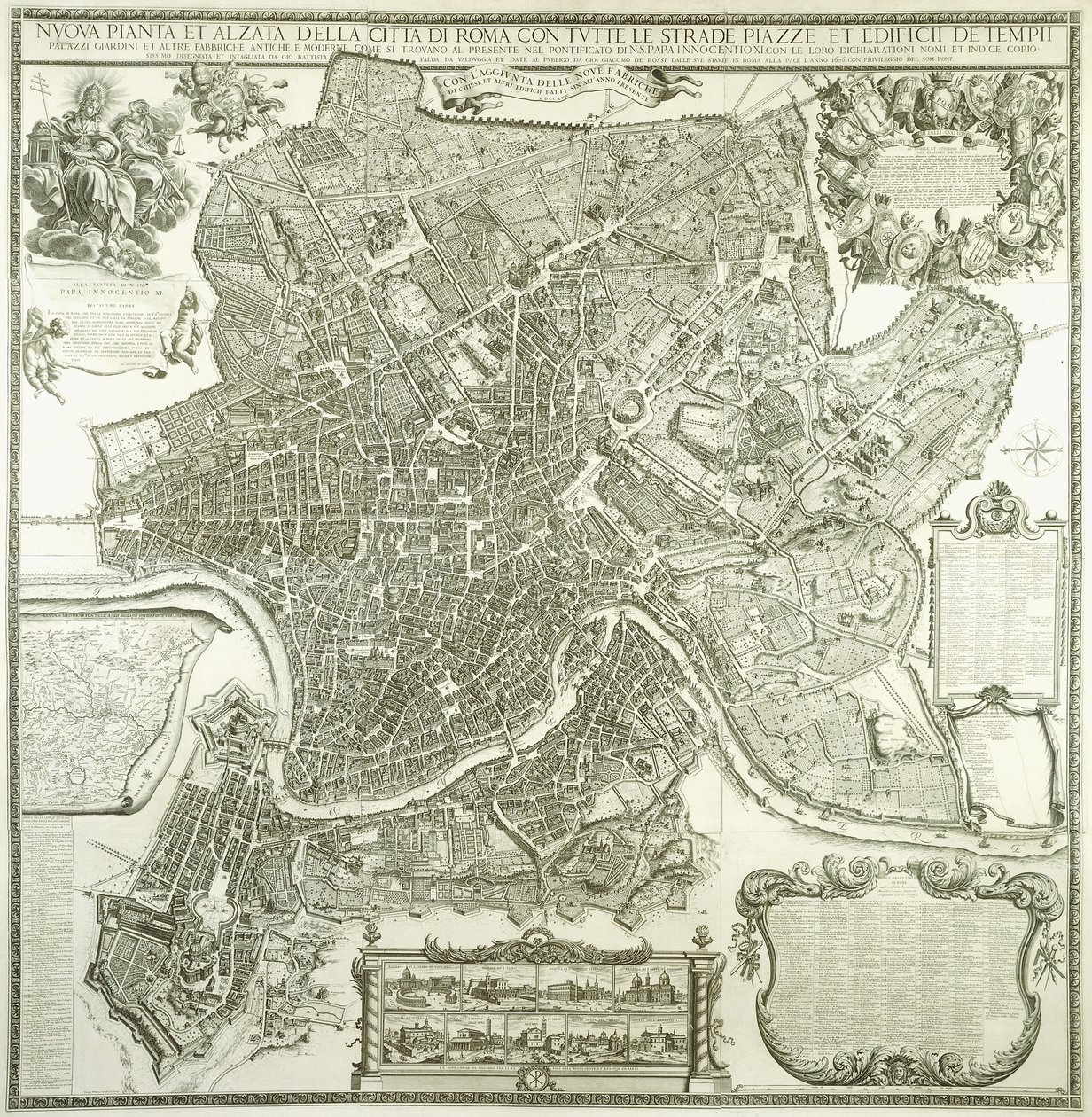 Stadtplan von Rom, 1730 von Giovanni Battista Falda