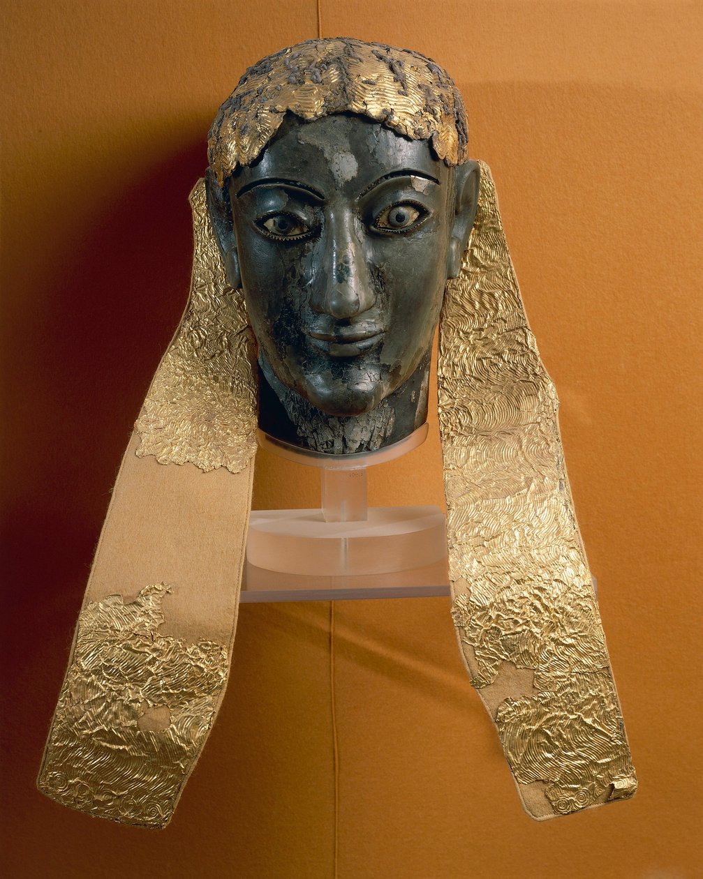 Kopf des Gottes Apollo, mit lockigem Haar von Greek