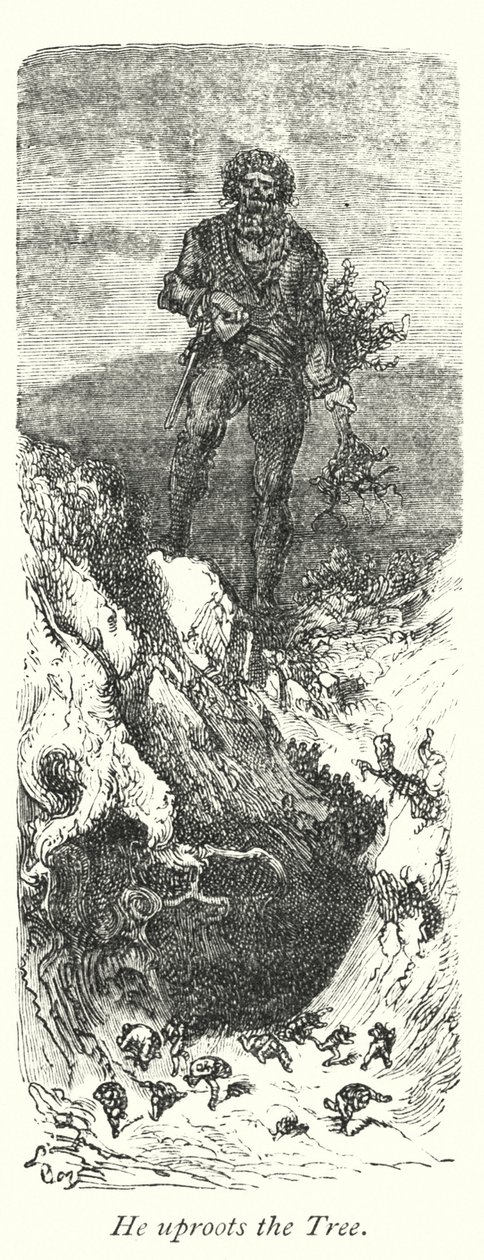 Er entwurzelt den Baum (Gravur) von Gustave Dore: Kunstdruck