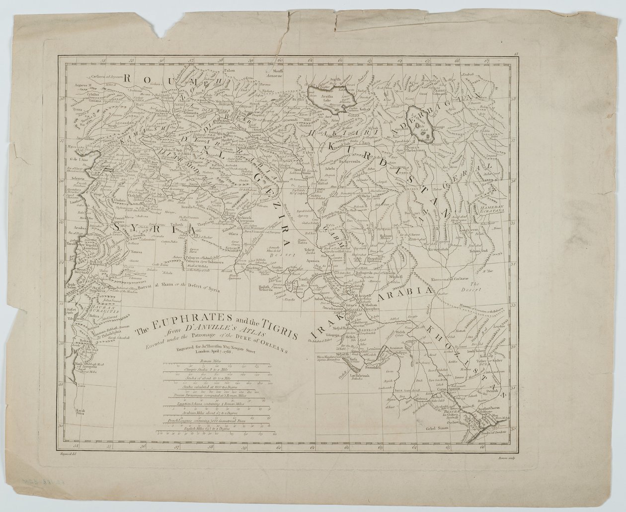 Der Euphrat und der Tigris aus D'Anvilles Atlas, graviert von Thomas ...