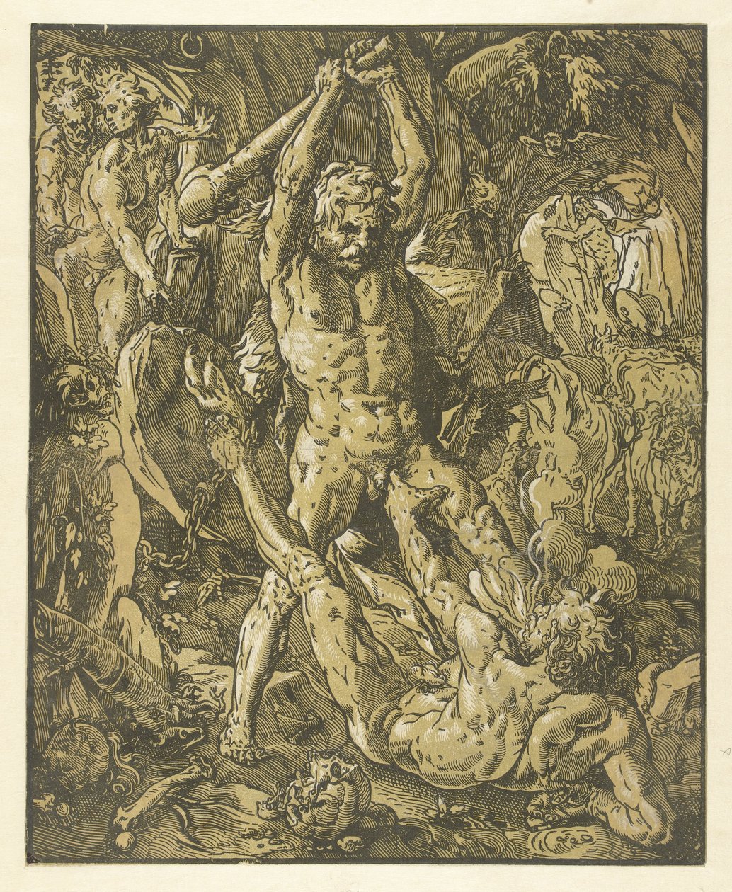 Herkules und Cacus von Hendrick Goltzius: Kunstdruck