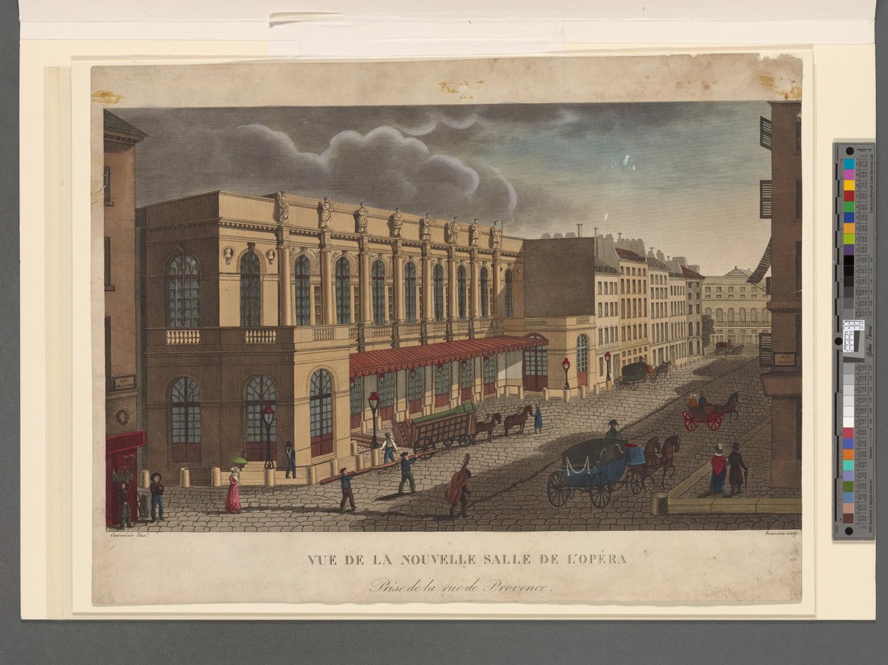 Vue de la nouvelle salle de l'Opéra prise de la rue de Provence ...
