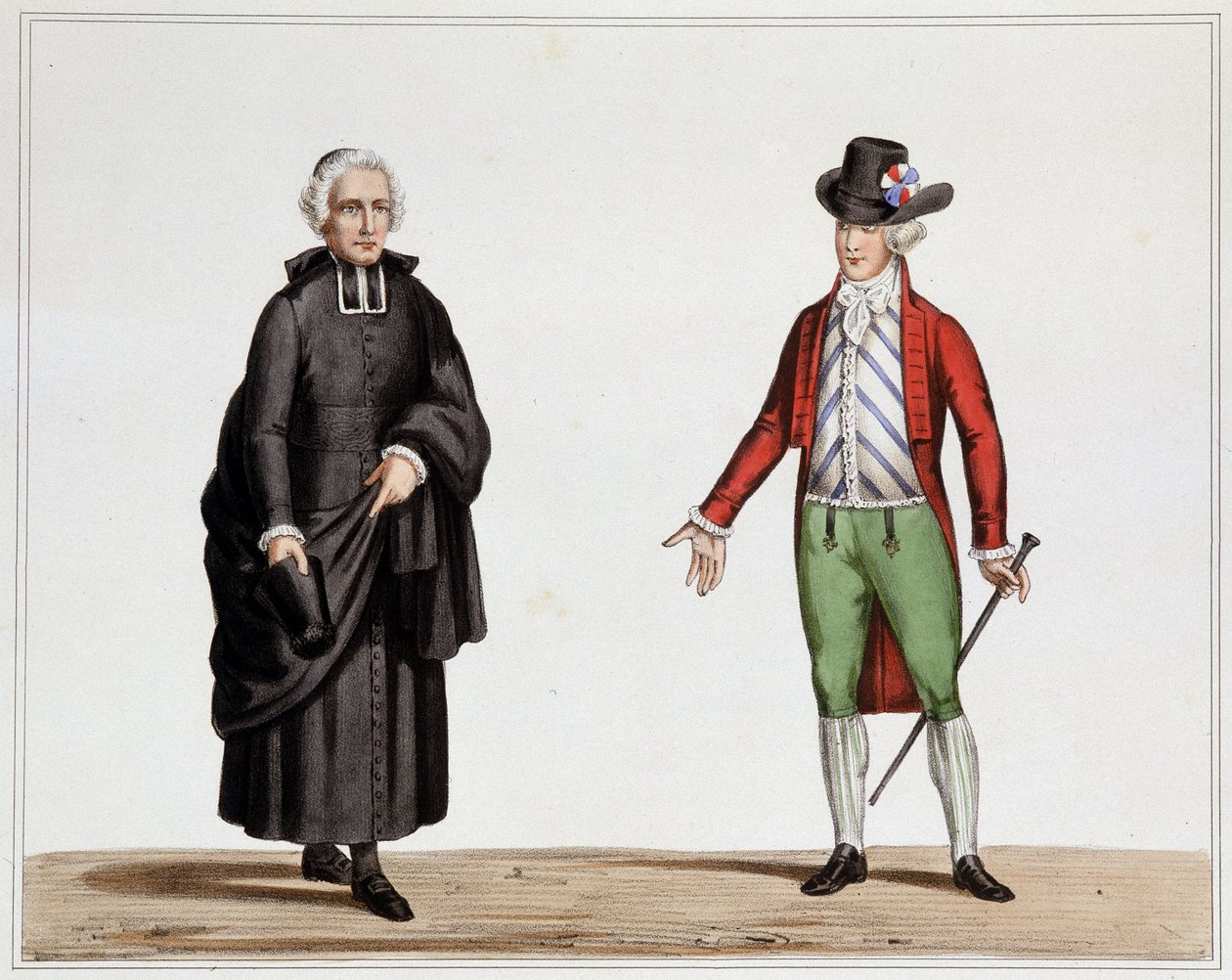 Ein Abgeordneter des Klerus und ein Mann in Mode aus dem September 1789