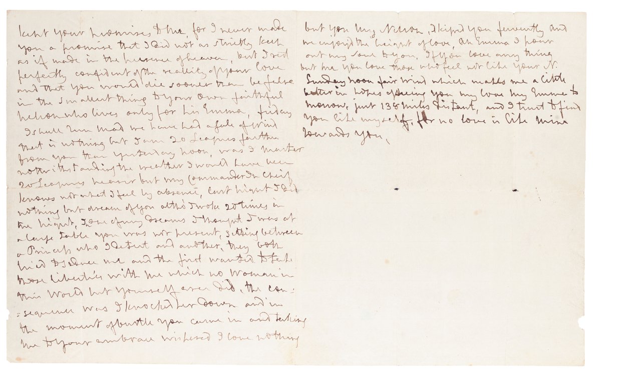 Autographenbrief an Lady Hamilton, n.p. [Foudroyant auf See]