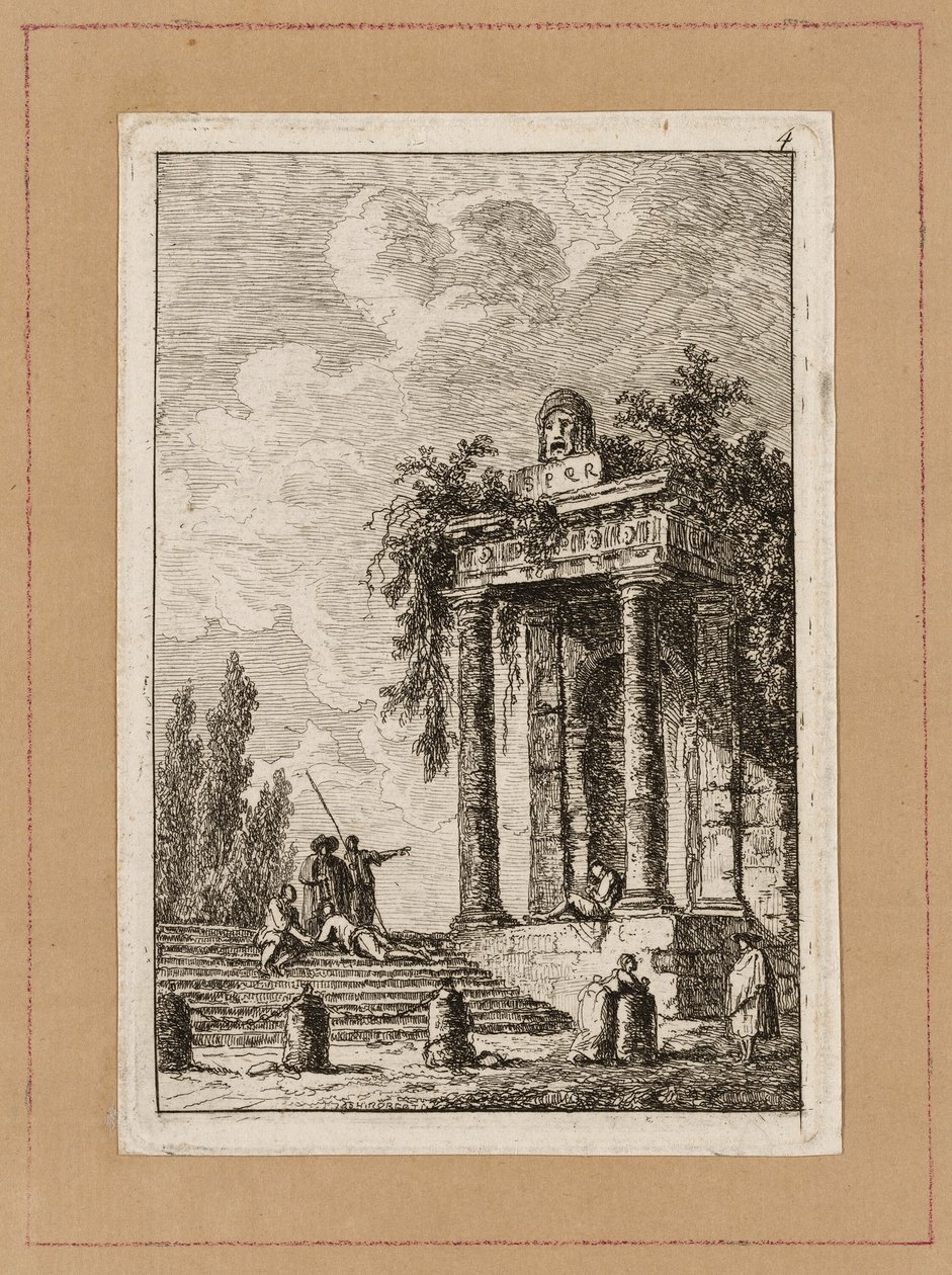 Tafel Vier aus Abende in Rom von Hubert Robert: Kunstdruck