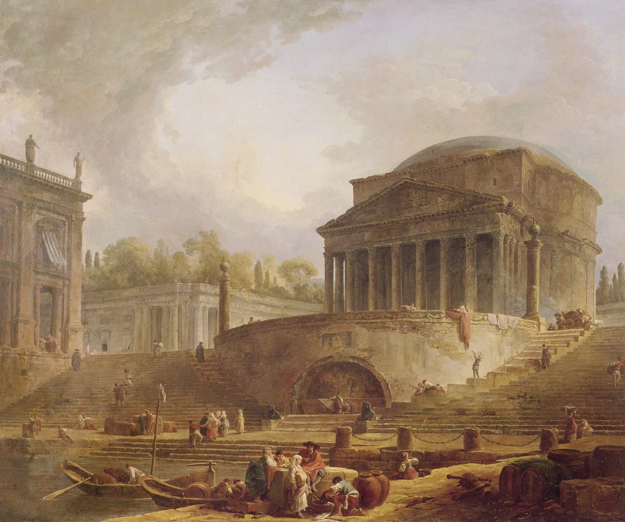 Porto di Ripetta in Rom, mit dem Pantheon, architektonisches Tableau, 1766