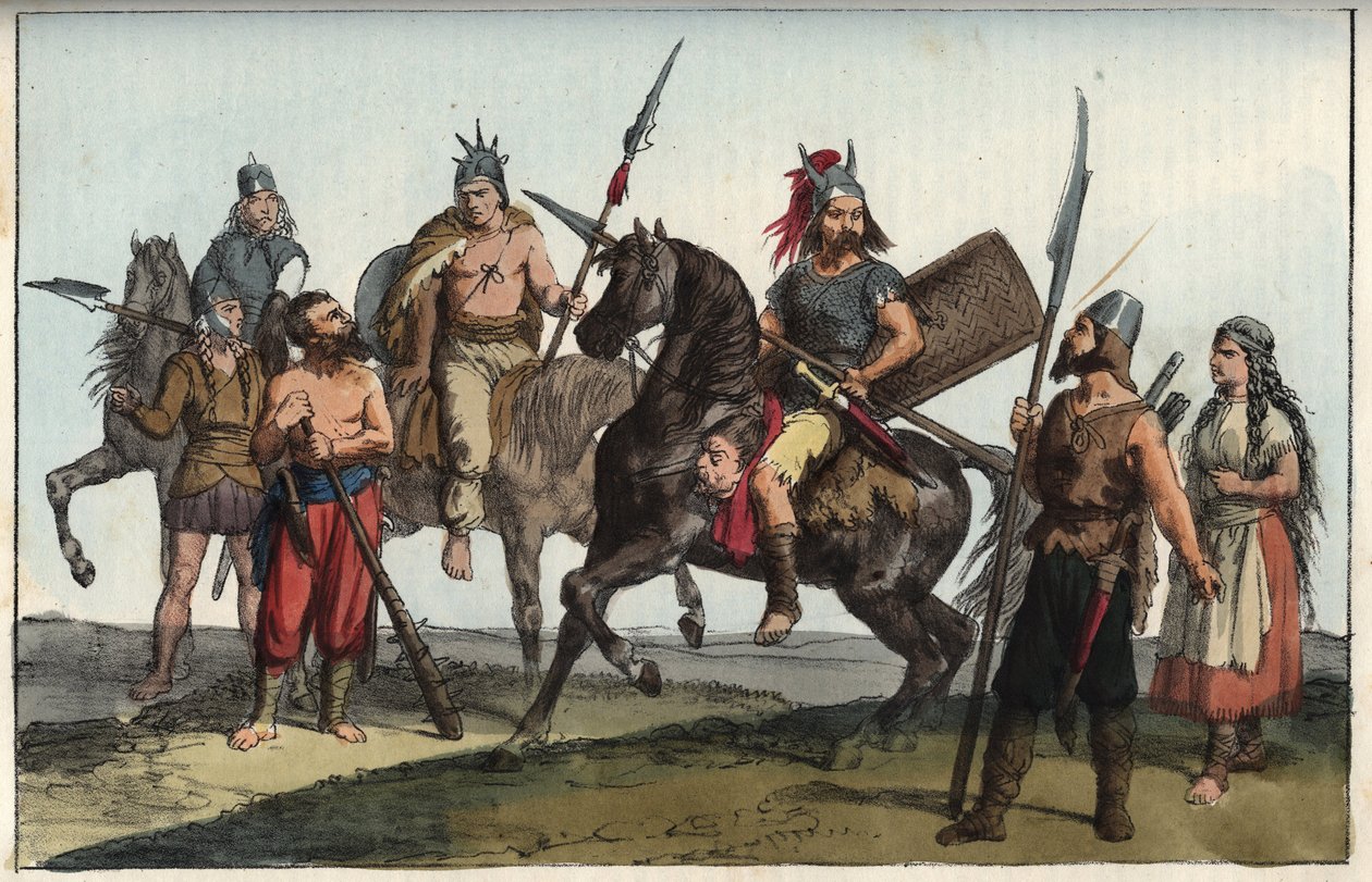 Germanischer Stamm der Alemannen - Gravur aus „Usi e Costumi di Tutti i ...