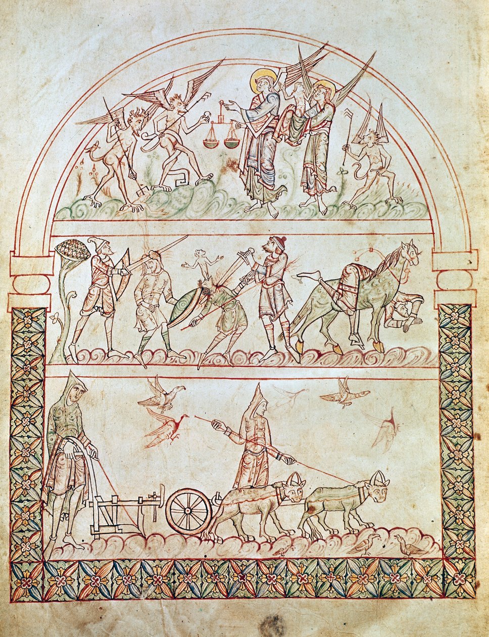 Ms. Plut. 12.17, c. 1b, Die irdische Stadt mit den Härten und Unglücken ...