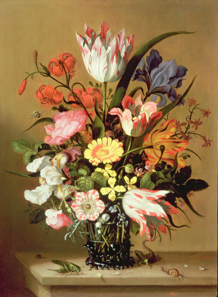 Blumen in einer Vase (1635) von Jacob Marrel: Kunstdruck