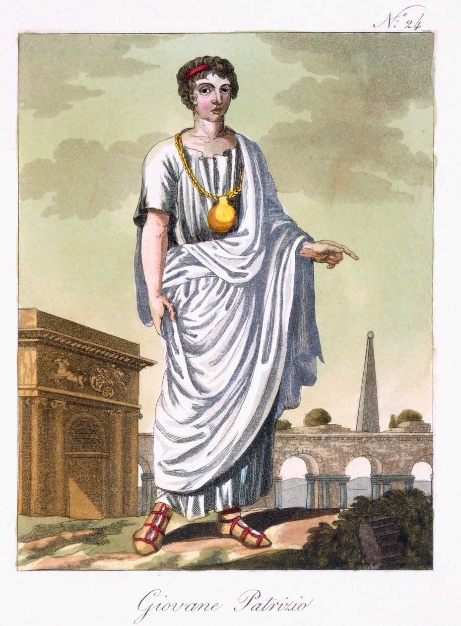 Ein junger Patrizier, Illustration aus 'L'Antique Rome', graviert von ...