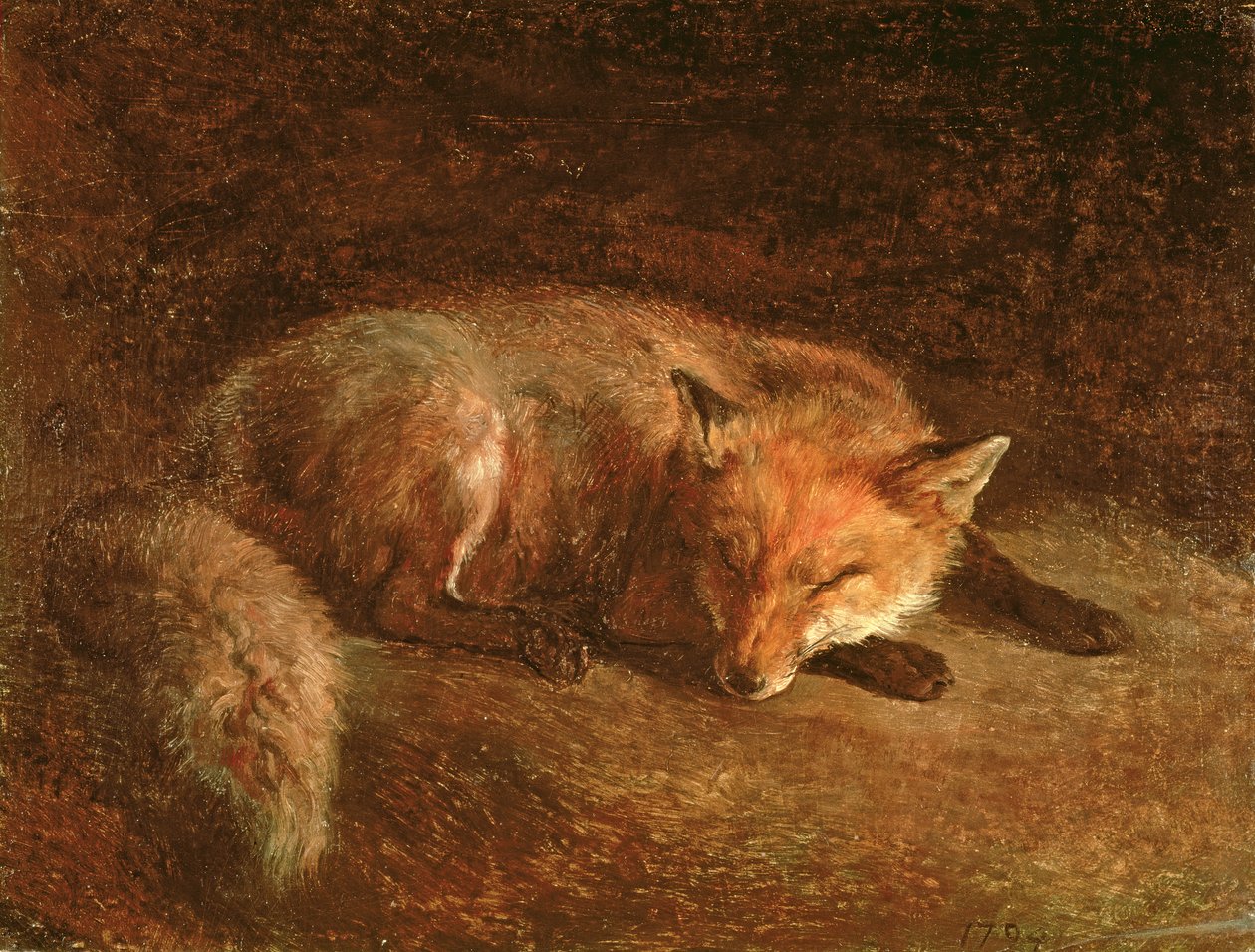 Schlafender Fuchs von Jacques-Laurent Agasse: Kunstdruck