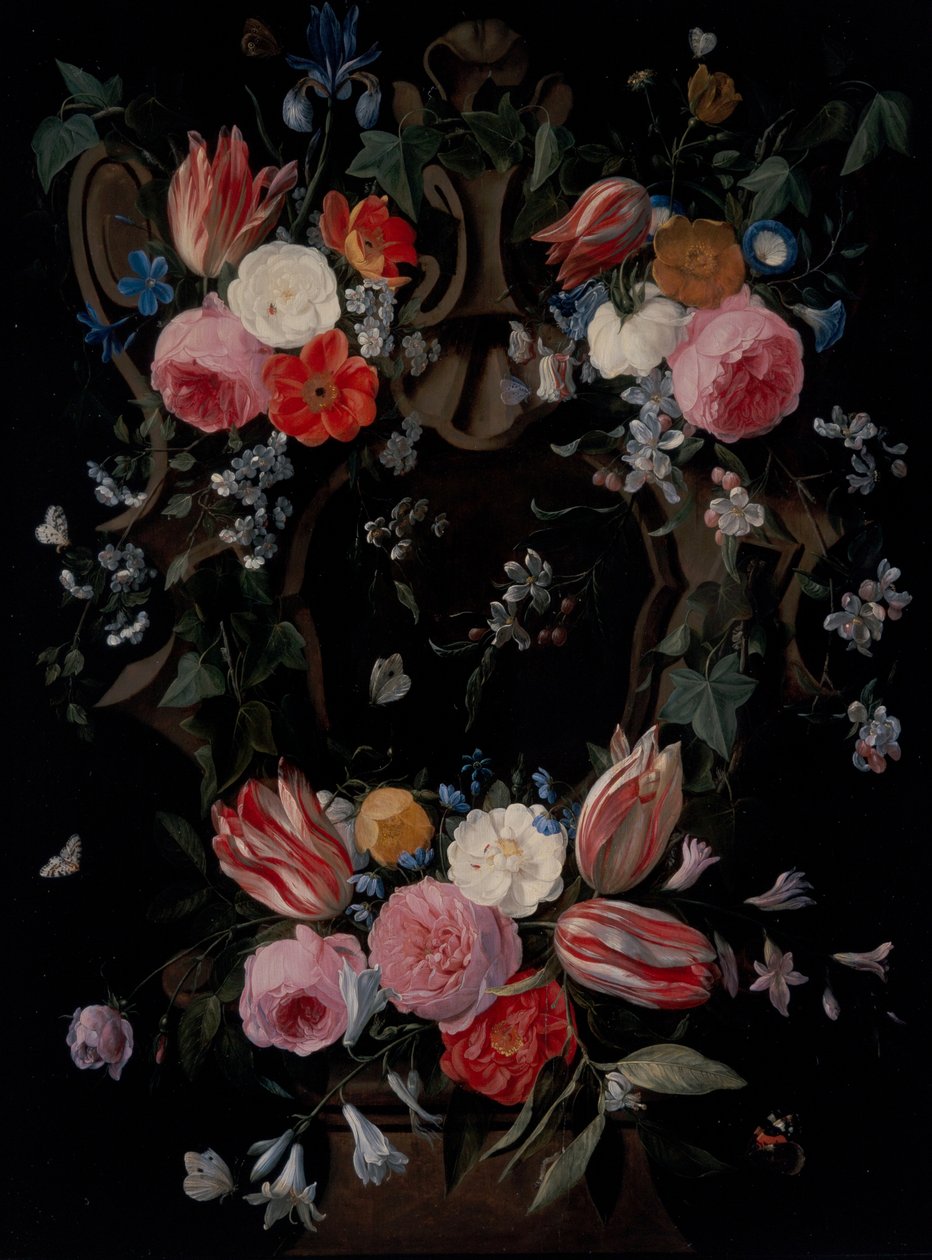 Ein Blumenkranz von Jan van the Elder Kessel: Kunstdruck