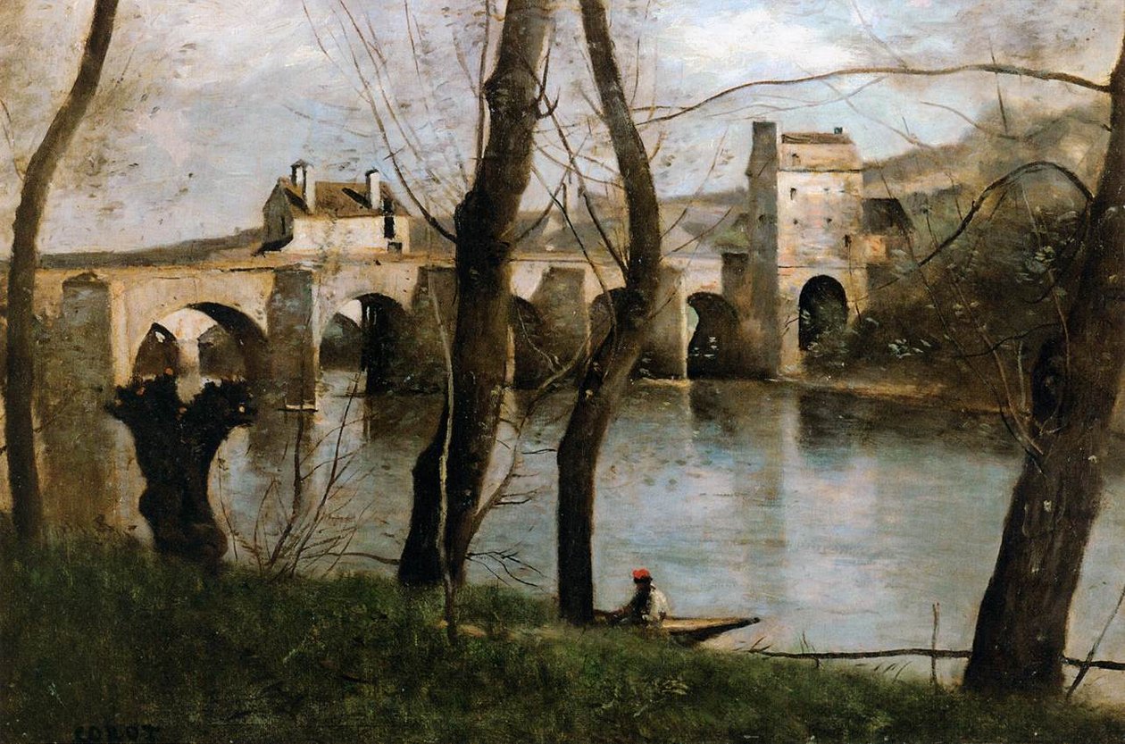 Die Brücke in Mantes von Jean Baptiste Camille Corot