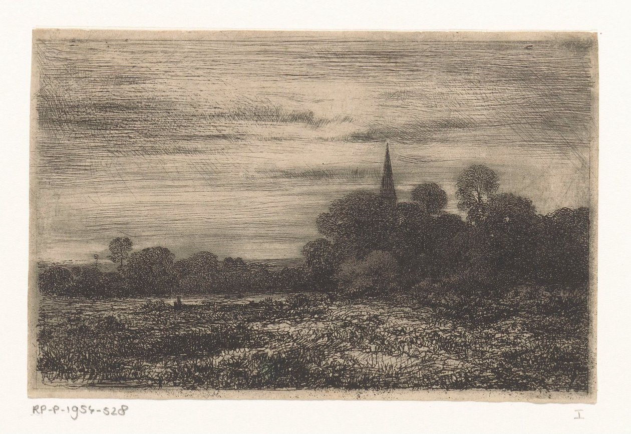 Landschaft mit Kirchturm von Jean Alexis Achard: Kunstdruck