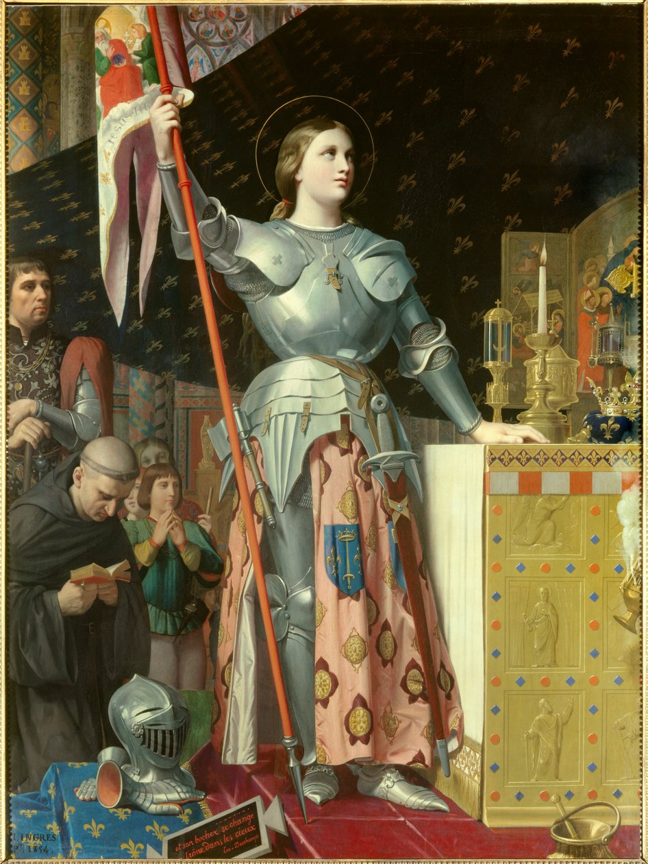 Porträt von Jeanne d'Arc (1412-1431) bei der Krönung von Karl VII (1429). Gemälde von Jean ...