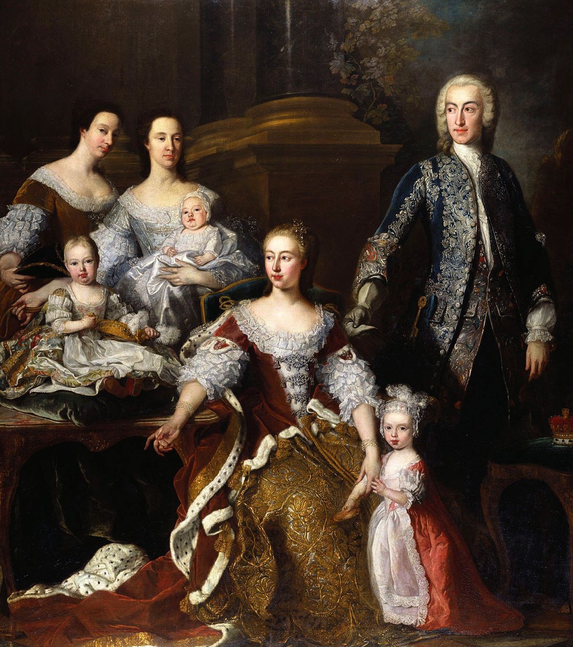 Augusta von Sachsen-Gotha, Prinzessin von Wales, mit Mitgliedern ihrer ...
