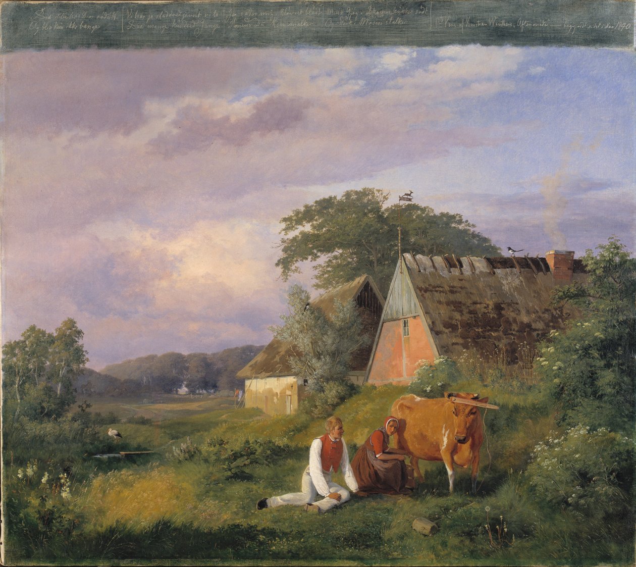 Melkszene. Illustration eines Gedichts von Christian Winther