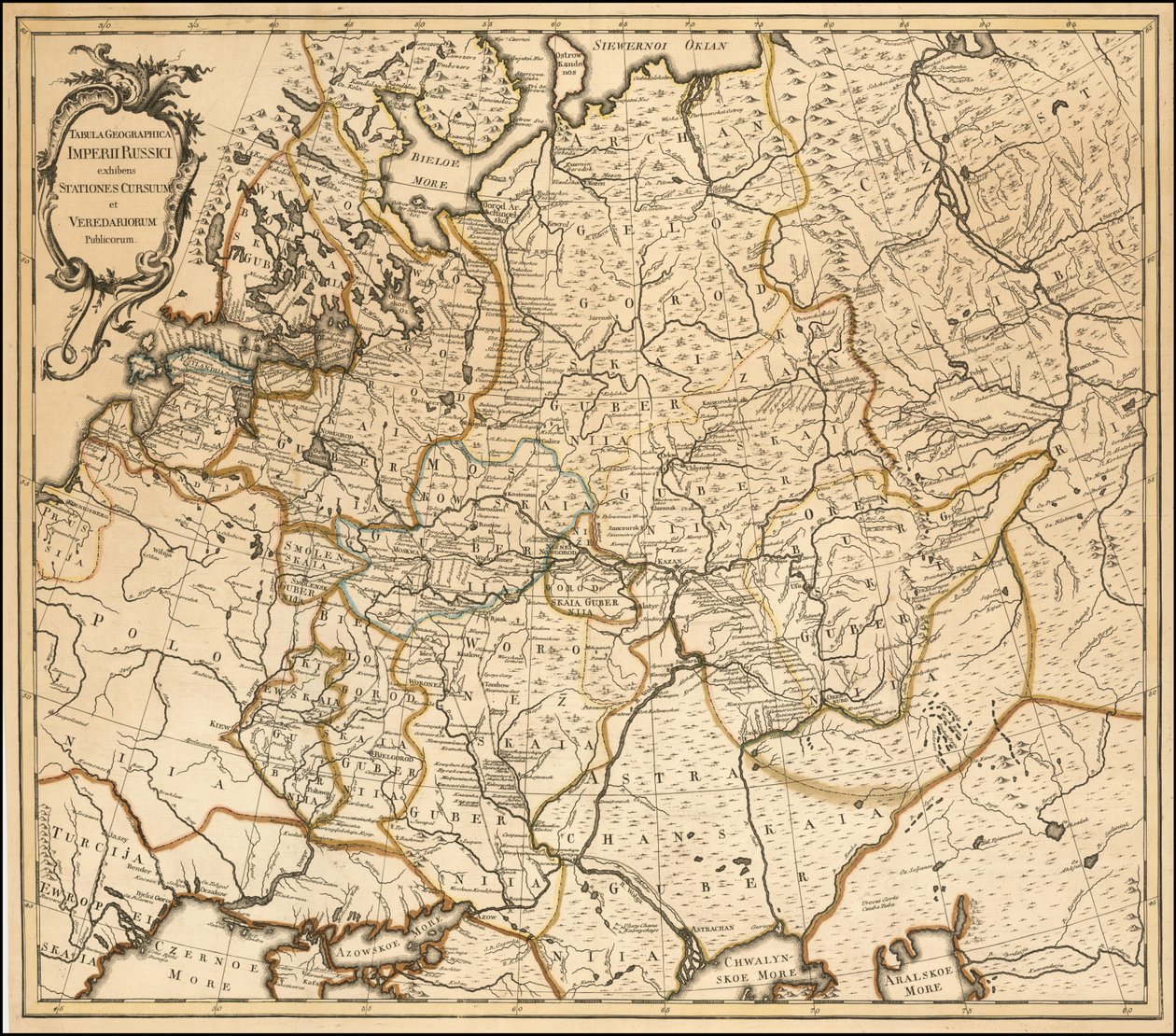 Karte von Russland von 1760 von Johannes Treskot