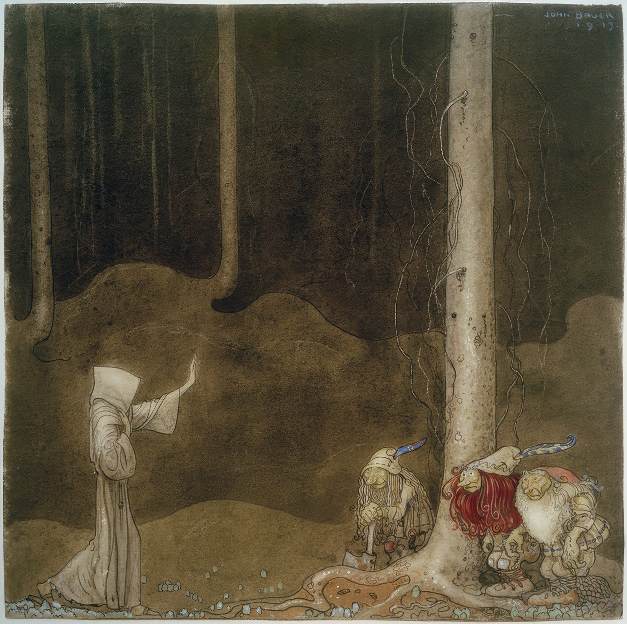 St. Martin und drei Trolle von John Bauer: Kunstdruck