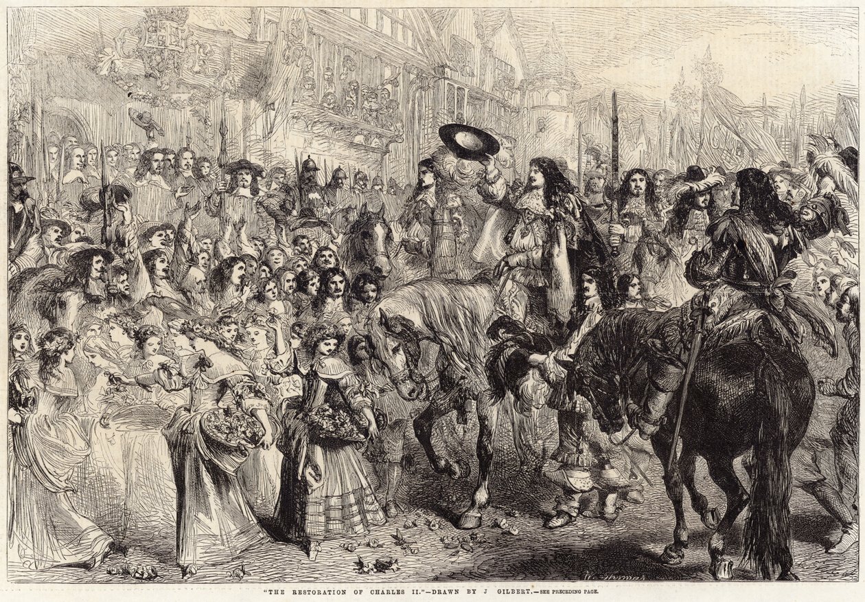 Die Restauration von Charles II von John Gilbert: Kunstdruck