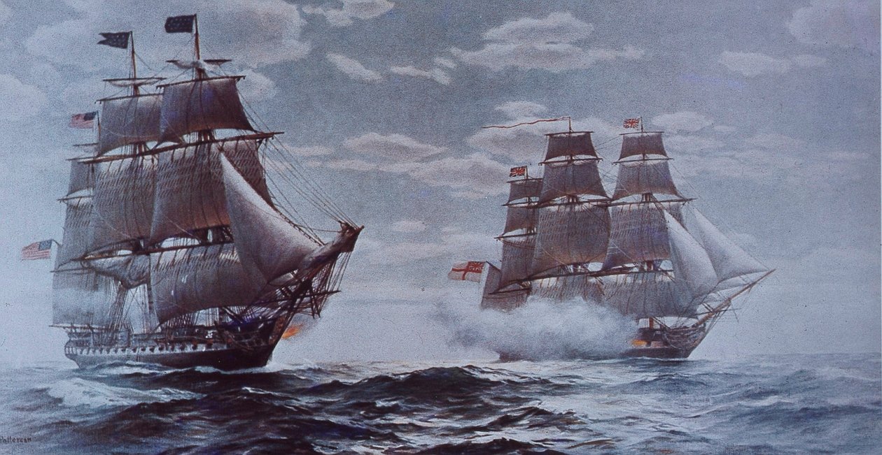 USS Constitution und HMS Java von Walter Charles Mills