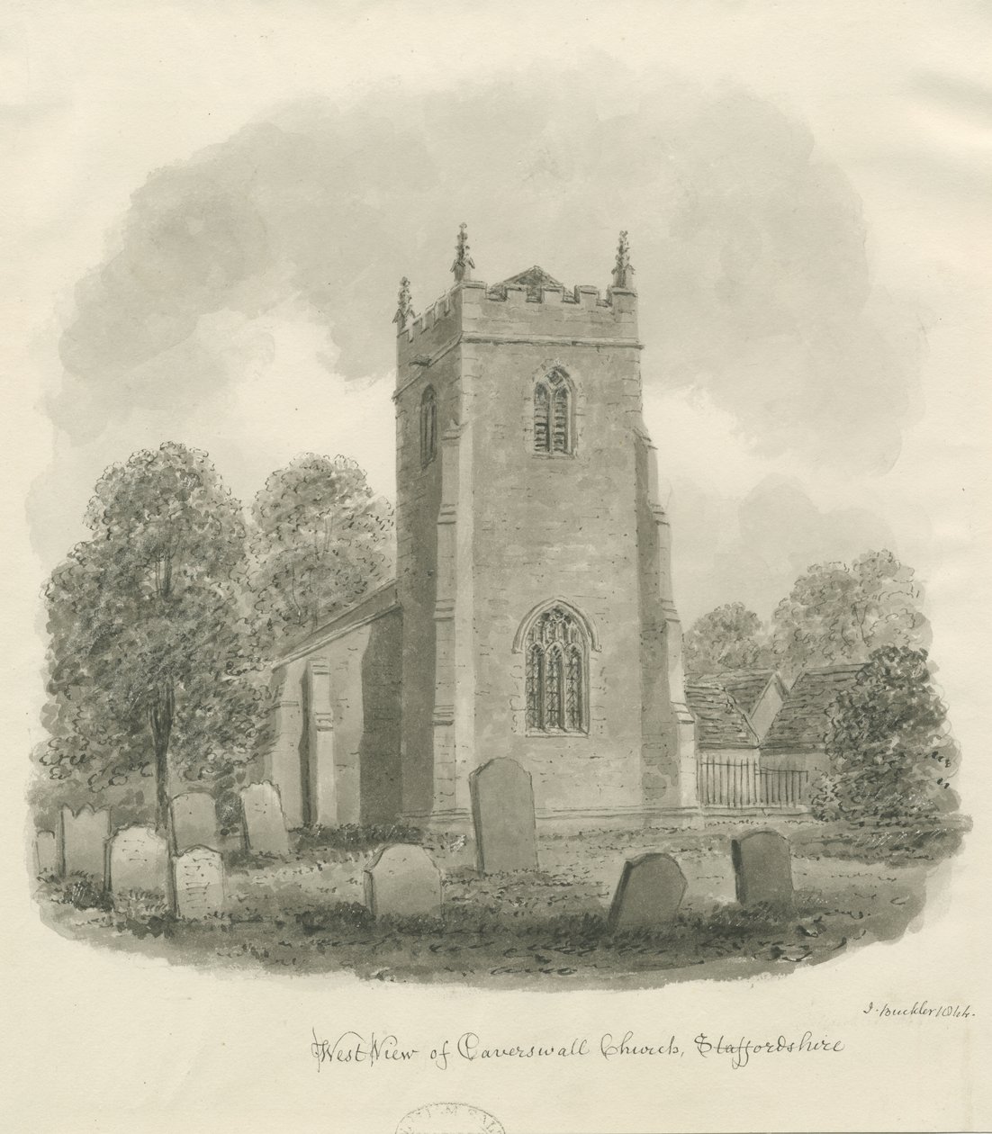 Caverswall Church von John Buckler: hochwertiger Kunstdruck