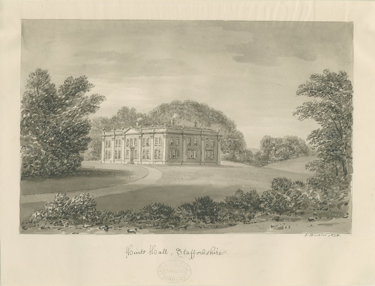 Hints Hall von John Buckler: hochwertiger Kunstdruck