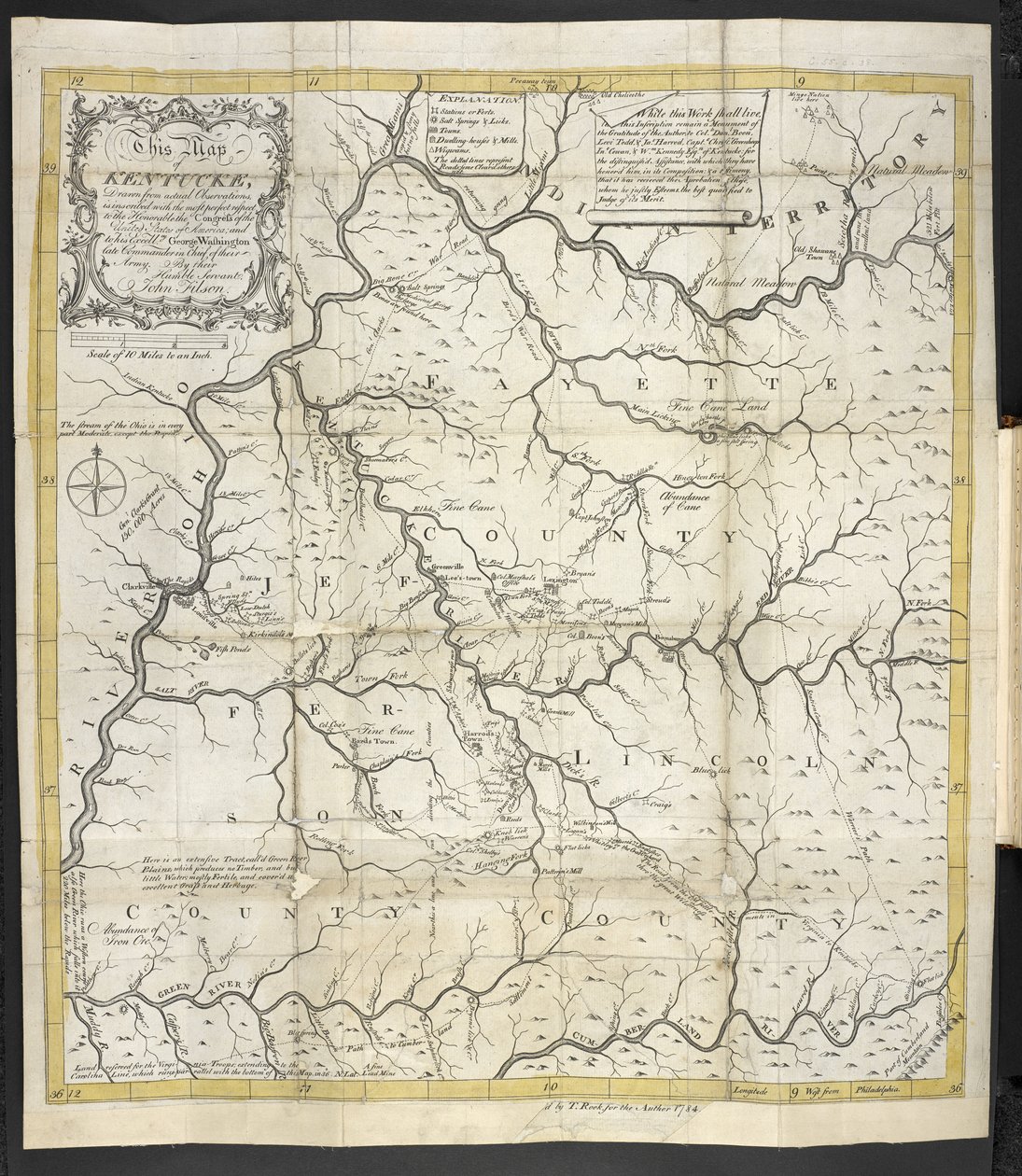 Eine Karte von Kentucky, in The Discovery, Settlement and present State ...