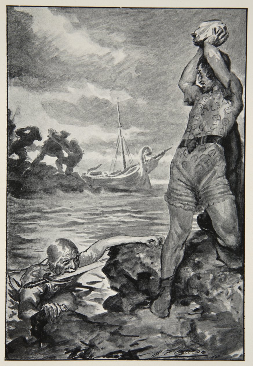 Thorbion hob den riesigen Stein, aus 'Hero Myths and Legends of the ...