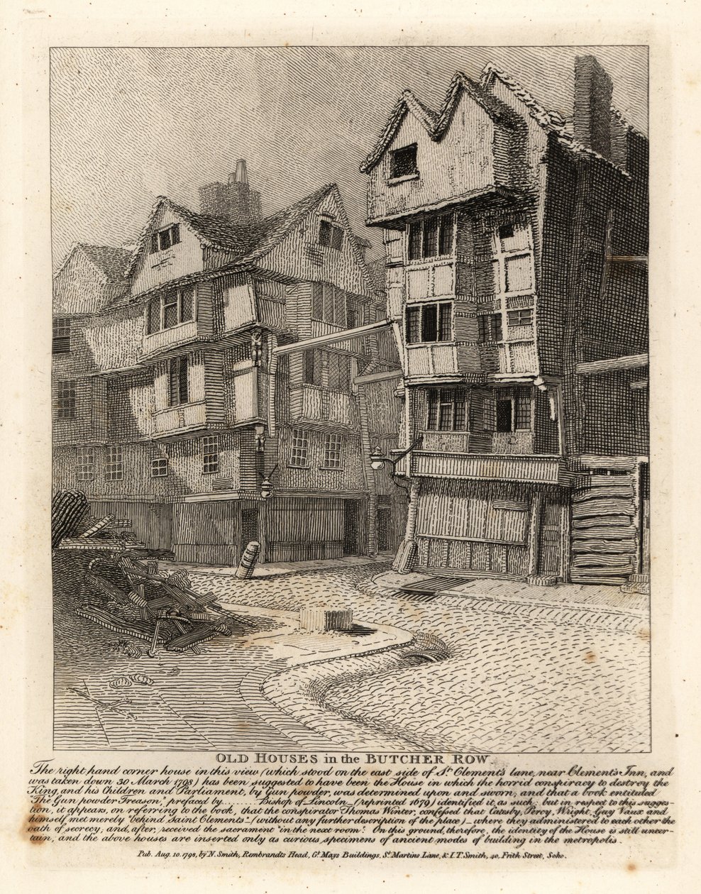 Alte Häuser in der Butcher Row, London. Das Eckhaus auf der rechten ...