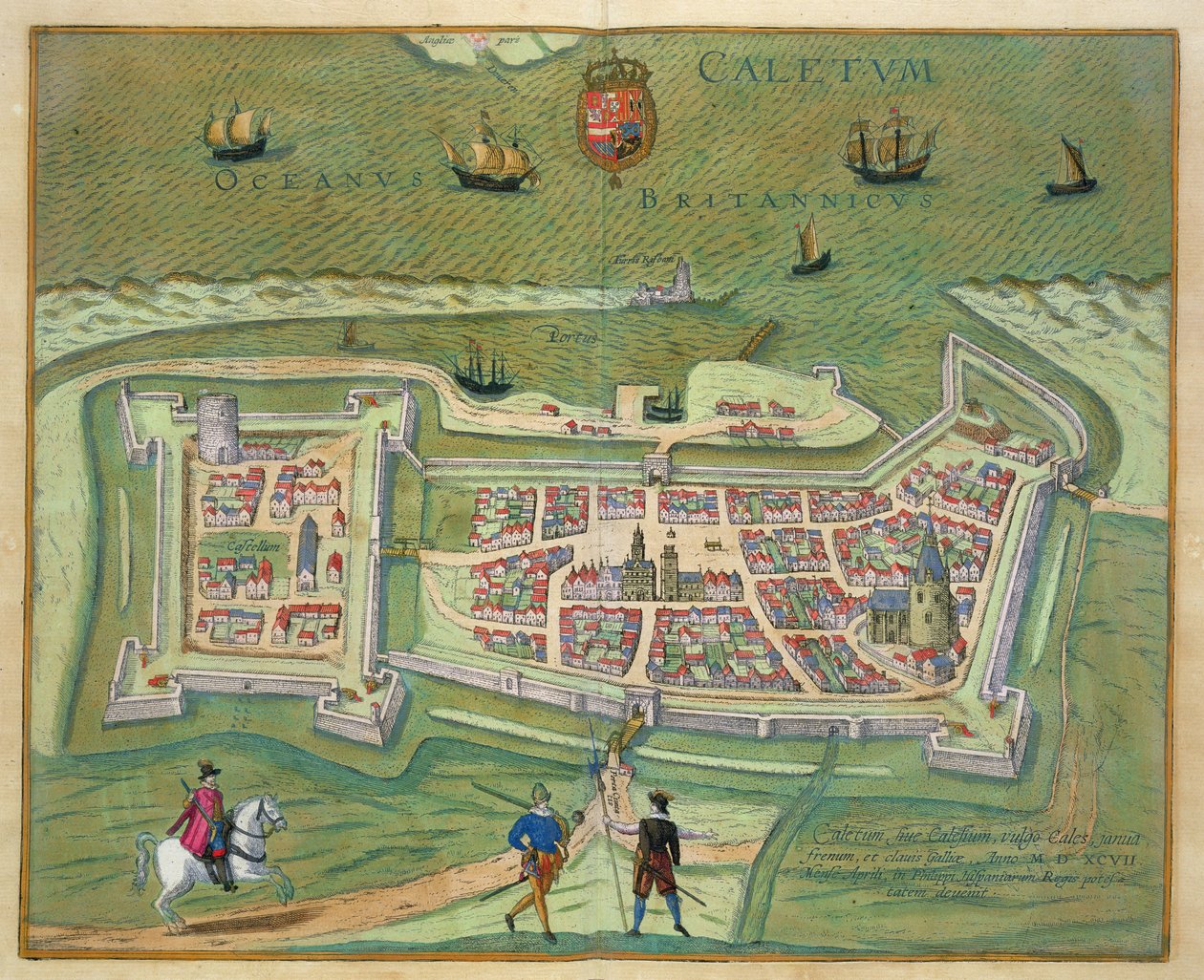 Karte von Calais, aus 'Civitates Orbis Terrarum' von Georg Braun und ...