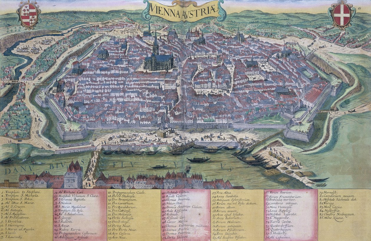 Karte von Wien, aus 'Civitates Orbis Terrarum' von Georg Braun und ...