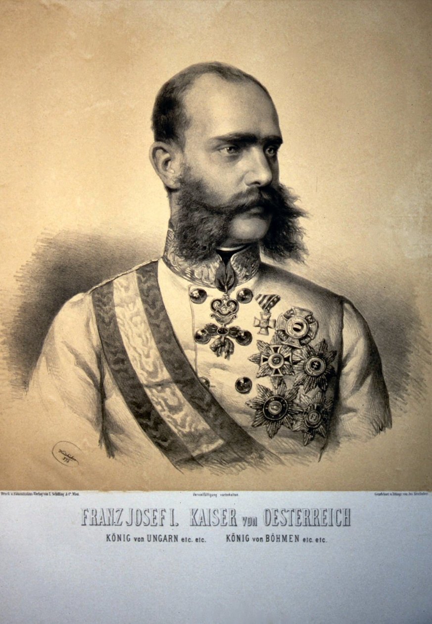 Franz Josef I. 1873 Litho von Josef Kriehuber: Kunstdruck