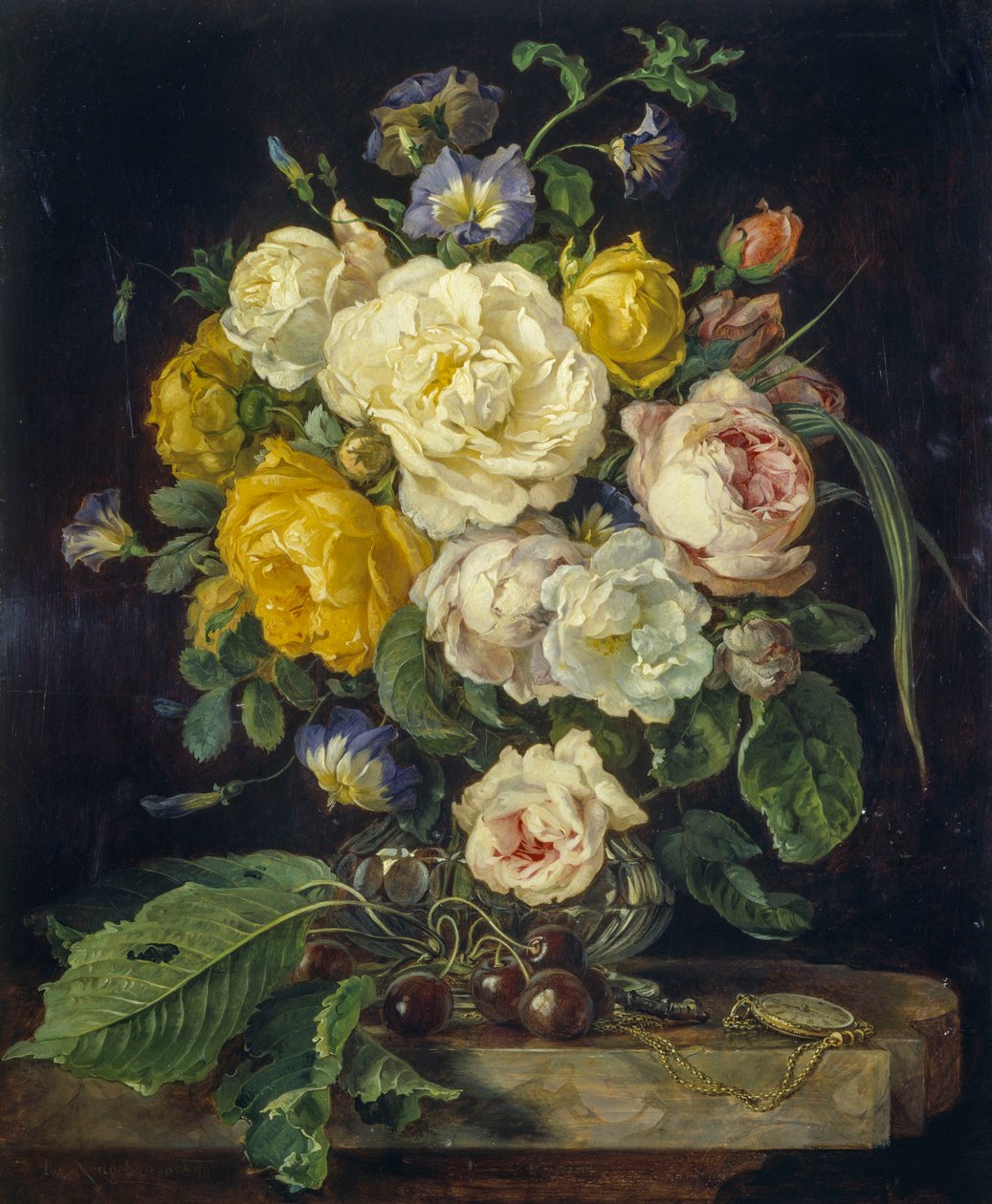 Stillleben mit Blumen von Josef Neugebauer: Kunstdruck