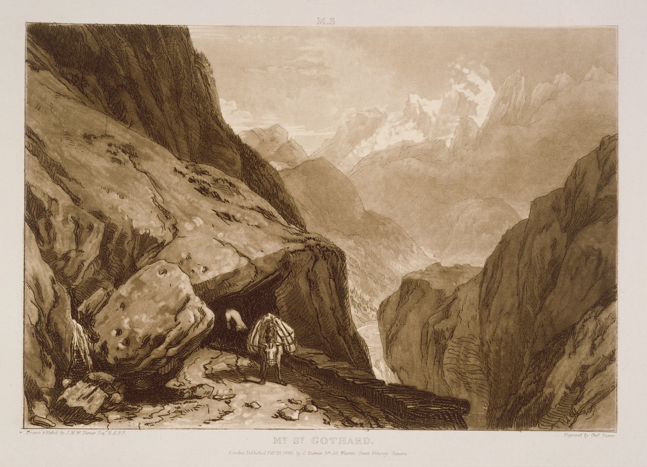 F.9.I Mt. St. Gotthard, aus dem 'Liber Studiorum', graviert von Charles ...