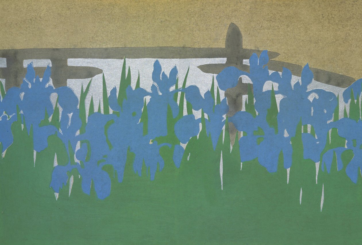 Yatsu-Hashi, aus Momoyo-gusa von Kamisaka Sekka: Kunstdruck