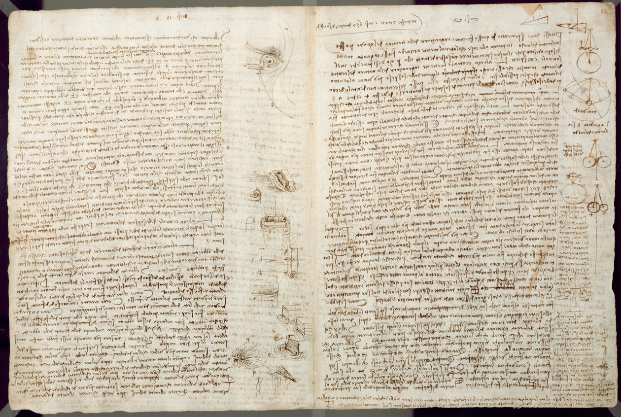 Wissenschaftliche Diagramme, aus dem Codex Leicester, 1508-12