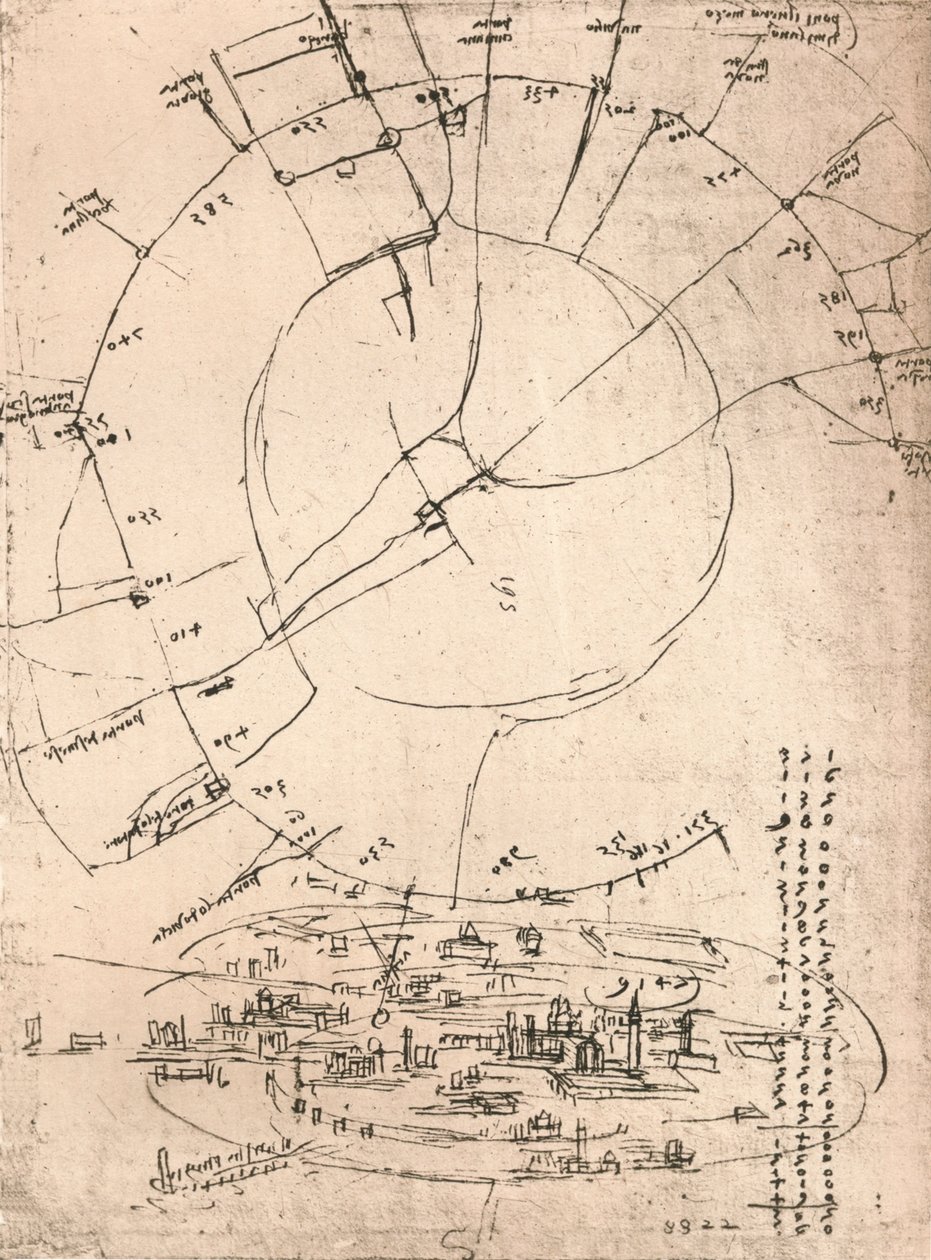 Skizzenkarte von Mailand, ca. 1472-1519, 1883
